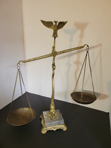 Antique Brass and Pentelikon Marble Fish Eagle Balance Scale | eBay