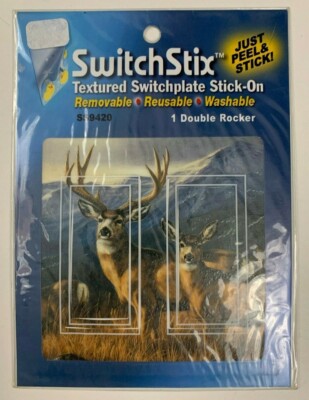 Switchstix Decorative Textured Switchplate Stick-On Double Rocker Deer ...