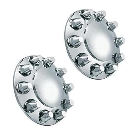Fortpro 2-QTY Semi Truck Chrome Front Axle Wheel Cover Kit Hub Cap w ...
