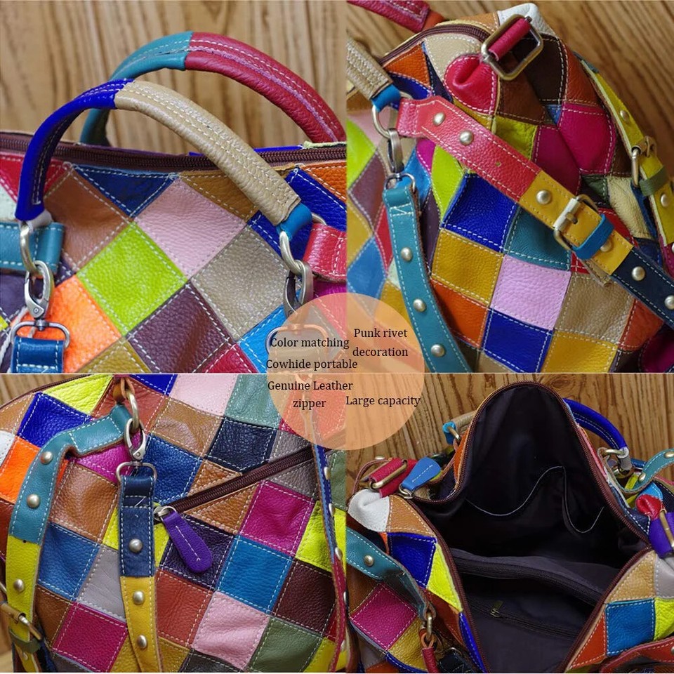 Handbag Genuine Leather Woman Gift 6 pockets Multicolor Random Shoulder ...