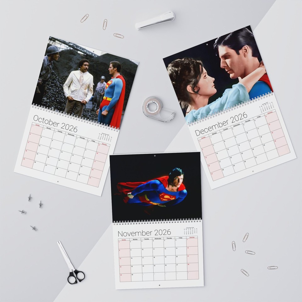 Superman Movies 2026 Wall Calendar - Christopher Reeve, Monthly ...
