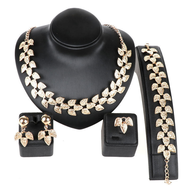 Gold Plated Connected leave 4 pcs Jewelry Set | eBay