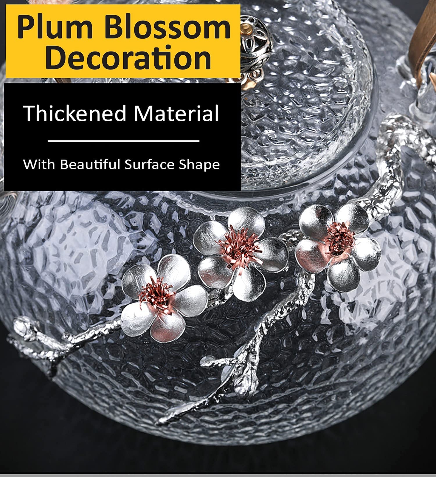 Japanese hammered glass exquisite 900ml tea pot with tin and copper ...