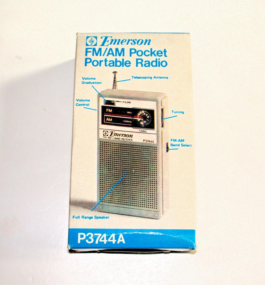 NEW Vintage Rare Emerson AM/FM Transistor Radio Model P3744A – A4 | eBay