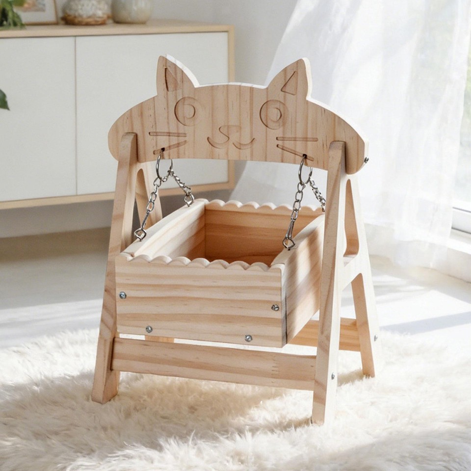 Wood Toy Hammock Hanging Bed Wooden Hamster Swing Toy for Rat Gerbil ...