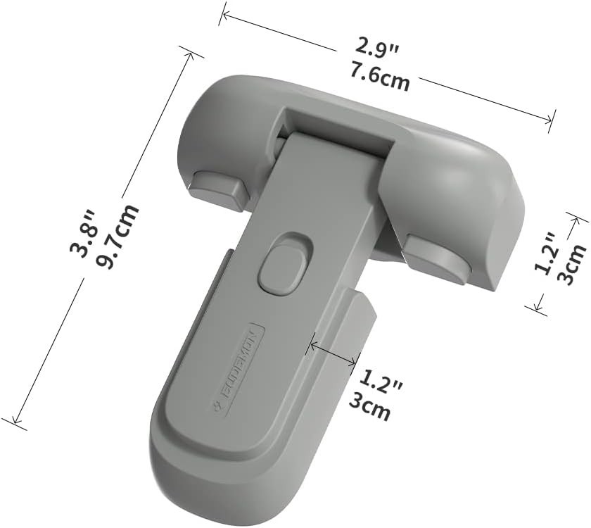 Grey No-Drill Refrigerator Lock for Kids - One-Hand Operation, 120 ...