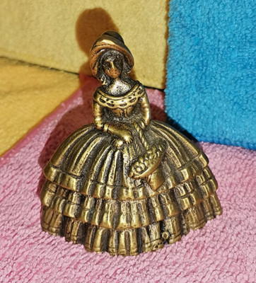 Antique decorative bronze table bell, Lady with basket | eBay