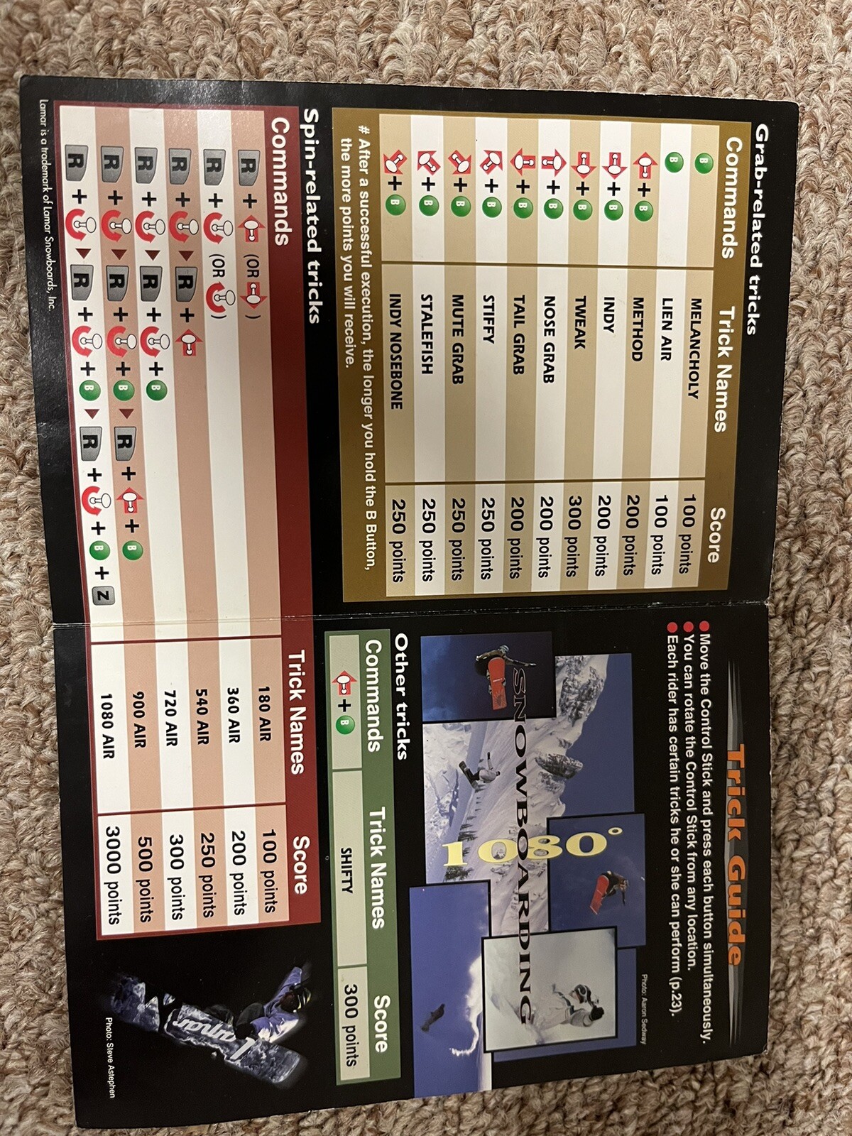 1080 Snowboarding Operation Card N64 Nintendo 64 Operations Card Only ...