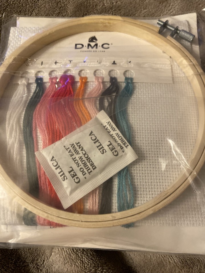 DMC Carmen Cross Stitch Kit 6" Diameter BK1915 W/ Hoop Woman In Red Floral Dress | eBay