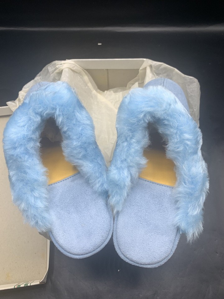 VTG SIOUX BY MOX IN BOX LADIES SIZE 9 BLUE FURRY SLIPPERS | eBay