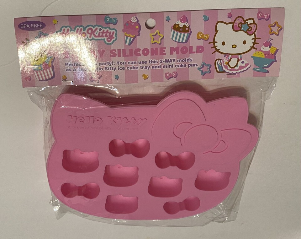 Sanrio Hello Kitty 2-way silicone Mold ice Cube tray And mini cake pan ...
