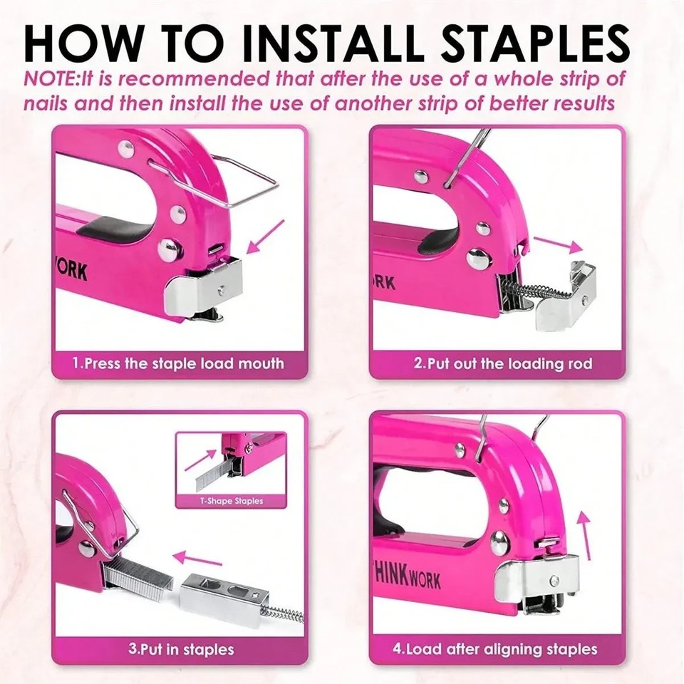 THINKWORK Pink Staple Gun Tool Set 25 Piece Home Tool Kit With 3-In-1 ...