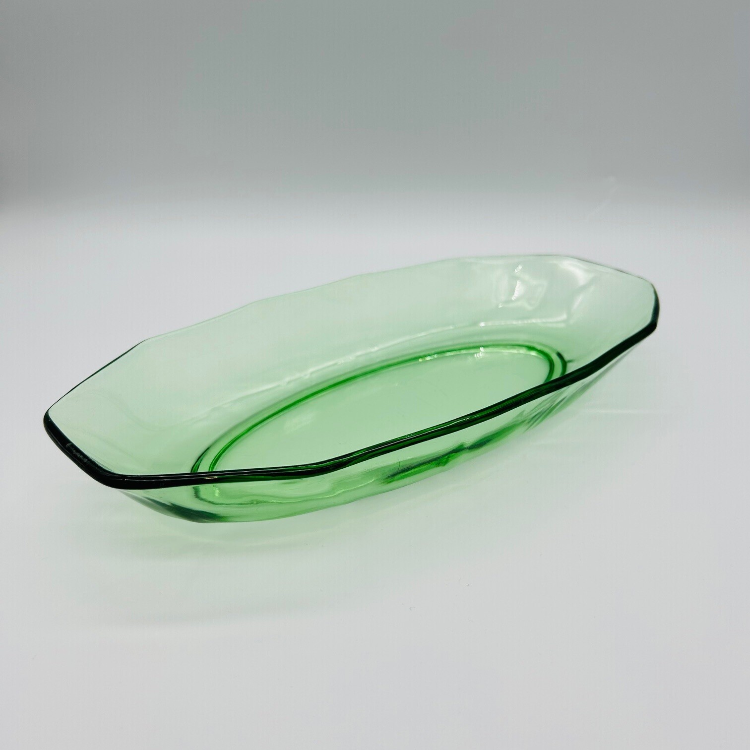 Vtg Fostoria Glass Fairfax Green 11" Oval Celery Dish Uranium Glow 1921 ...
