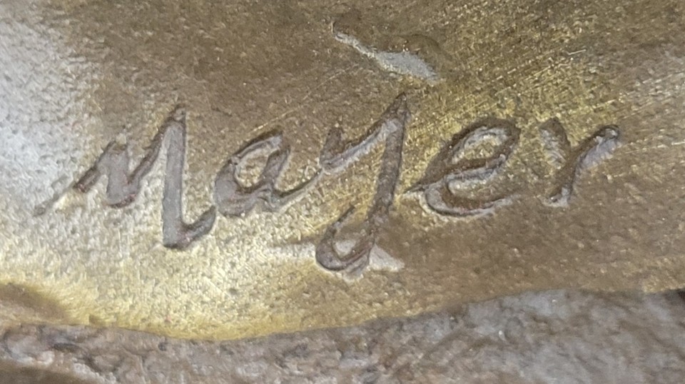 BLIND LADY SCALE JUSTICE BRONZE STATUE LADY OF JUSTICE, SIGNED: MAYER ...