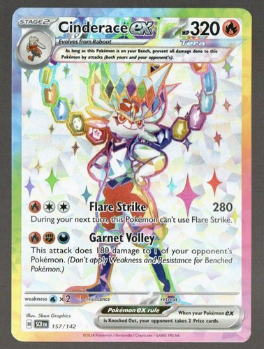 Cinderace Ex Stellar Crown SCR #157/142 Ultra Rare Pokemon Card | eBay