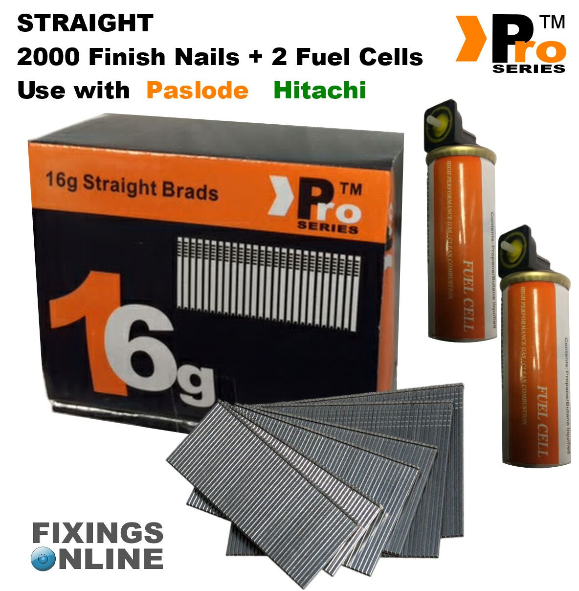 Paslode Hitachi Bostitch 2000 16g Second Fix Finish Nails 2 X Fuel ...
