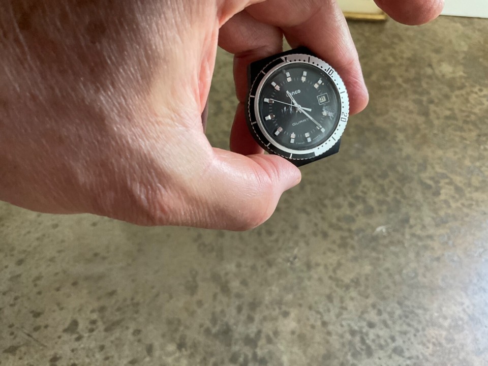 Vintage 1970's Lanco Quartz Diver Dive Watch PVD Case 39mm PARTS OR ...