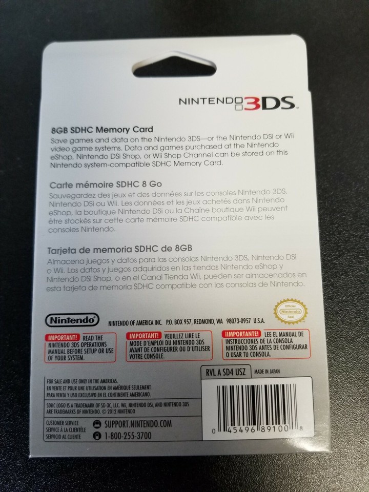 Nintendo 3DS 8GB Memory Card - SDHC (Compatible with Wii, NDS, 3DS) | eBay