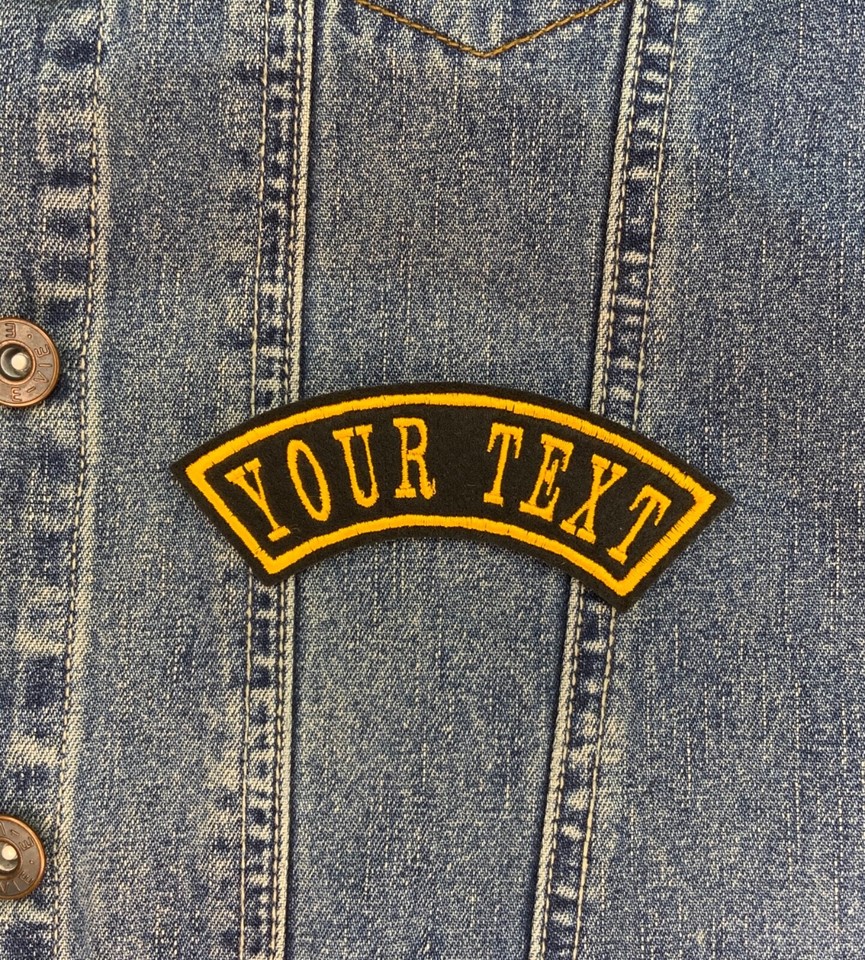 1 LINE ARCHED SHOULDER ROCKER EMBROIDERED NAME PATCH FELT IRON/SEW ON ...