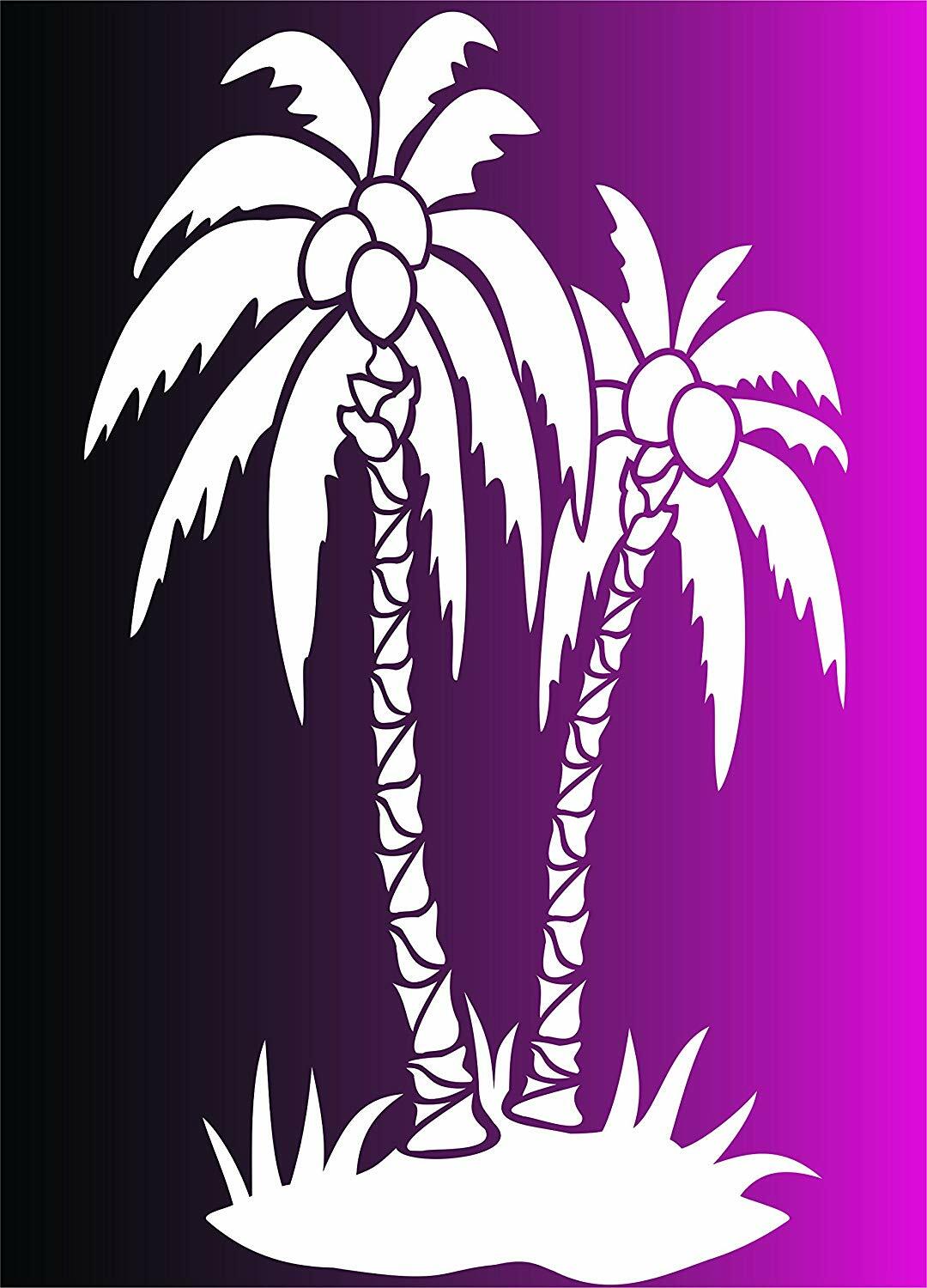 Palm Trees Stencil Reusable Tropical Island Coconut Tree Leaves Wall ...