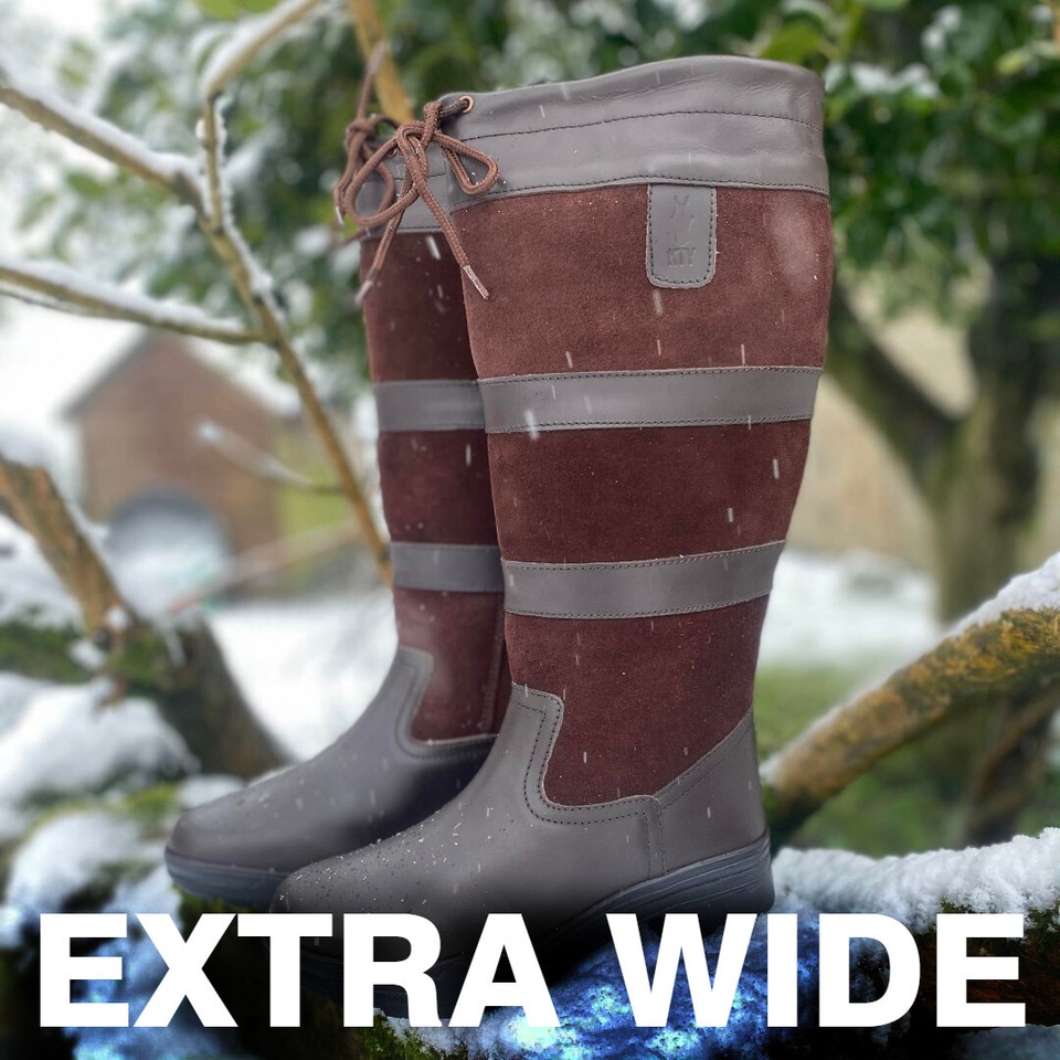 KTY Country Boots WIDE & EXTRA WIDE FIT Leather Waterproof Riding ...