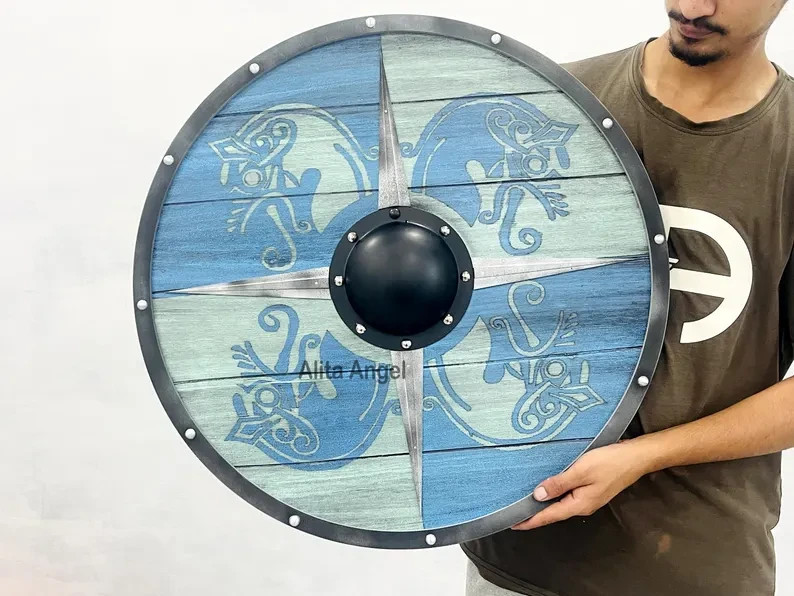 Four Dragon Medieval Shield Handmade Wooden Warrior Shield Cosplay ...