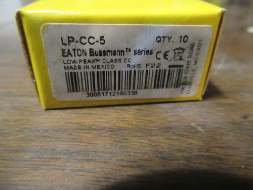 Bussmann LP-CC-5 (BOX OF 10) miniature Fuses 5 Amp 600V TD Class CC ...