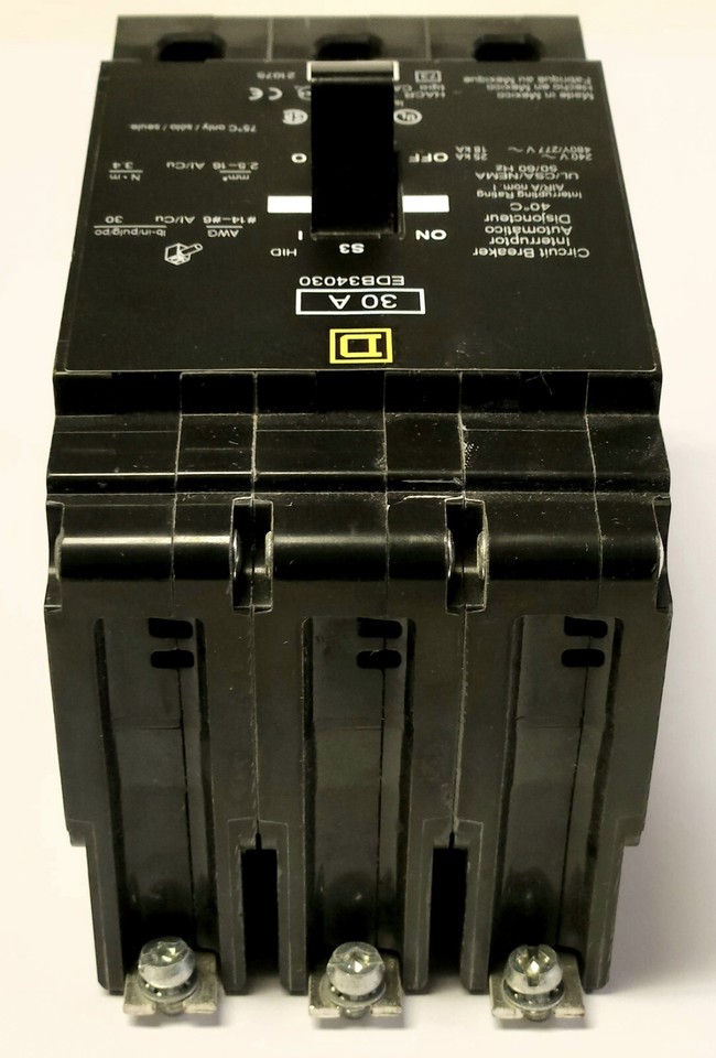 SQUARE D EDB34030 3 Pole 30 AMP Type EDB Circuit Breaker 277 480 VAC | eBay