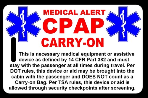 Personalized Carry-On CPAP Bag Tag - TSA - Sleep Apnea | eBay