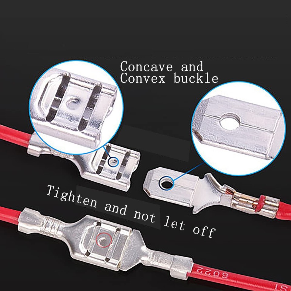 30Pcs 6.3mm Double Head Crimp Terminal with Insulating Sleeve with Wire ...