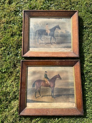 Pair Antique Oak Framed Prints Of Horses | eBay UK