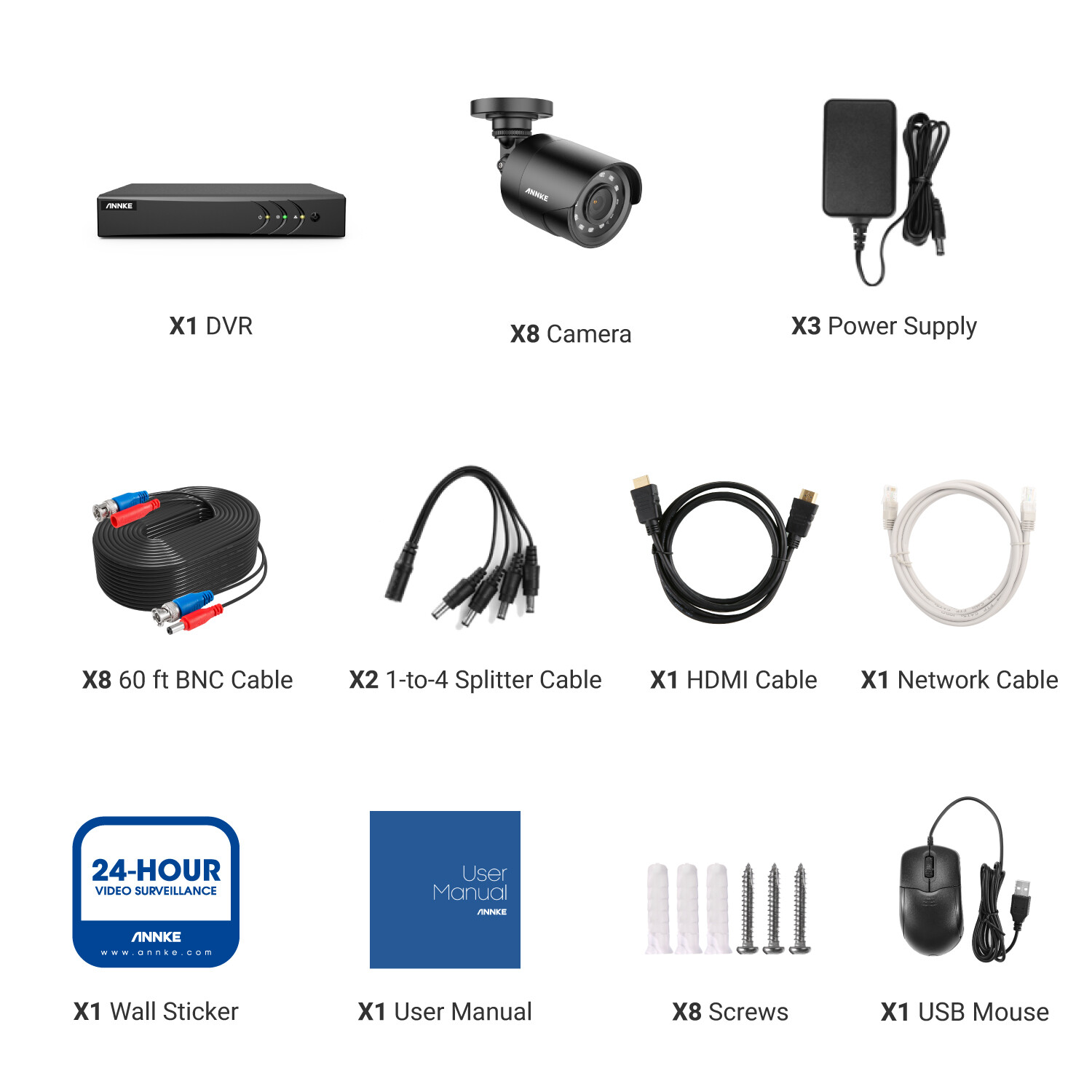 ANNKE H.265+ 5MP Lite HDMI 8CH DVR 1080P CCTV Security Camera System ...