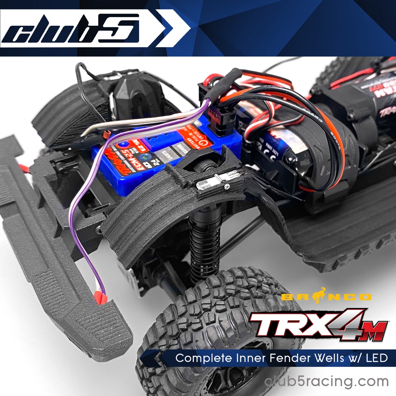 Complete Inner Fender Wells w/ LED Rock Light for Traxxas TRX-4M Bronco ...
