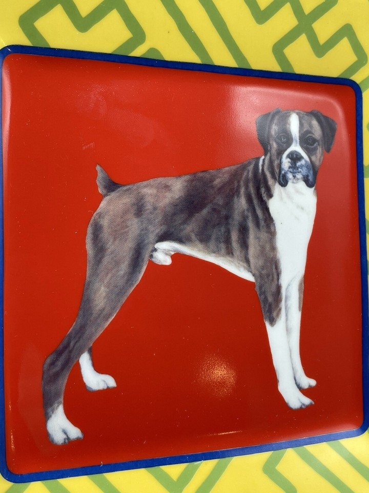 Square C. WONDER Decorative Dog Plate BOXER Yellow Red | eBay