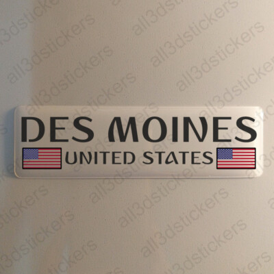 Des Moines USA United States Sticker 4.70x1.18" Domed Resin 3D Flag ...