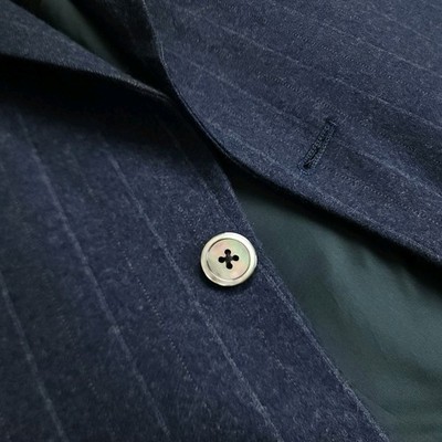 Worsted Wool 40R Chalk Striped Blue Suit Jacket Vintage | eBay