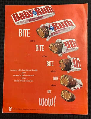 1960 BABY RUTH Bite After Bite Candy Bar 10.5x14" Print Ad FN 6.0 | eBay