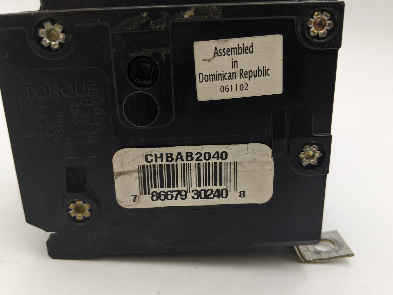 Cutler Hammer CHBAB2040 Bolt On Circuit Breaker 40A 2P 120/240V BAB2040 ...