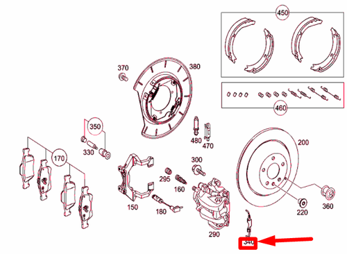 MB ML W164 Rear Brake Shoe Bracing Retaining Spring A0004218591 NEW ...