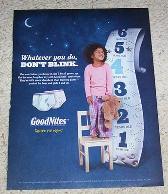 2011 print AD PAGE - Goodnites bedwetting diaper underpants cute little ...