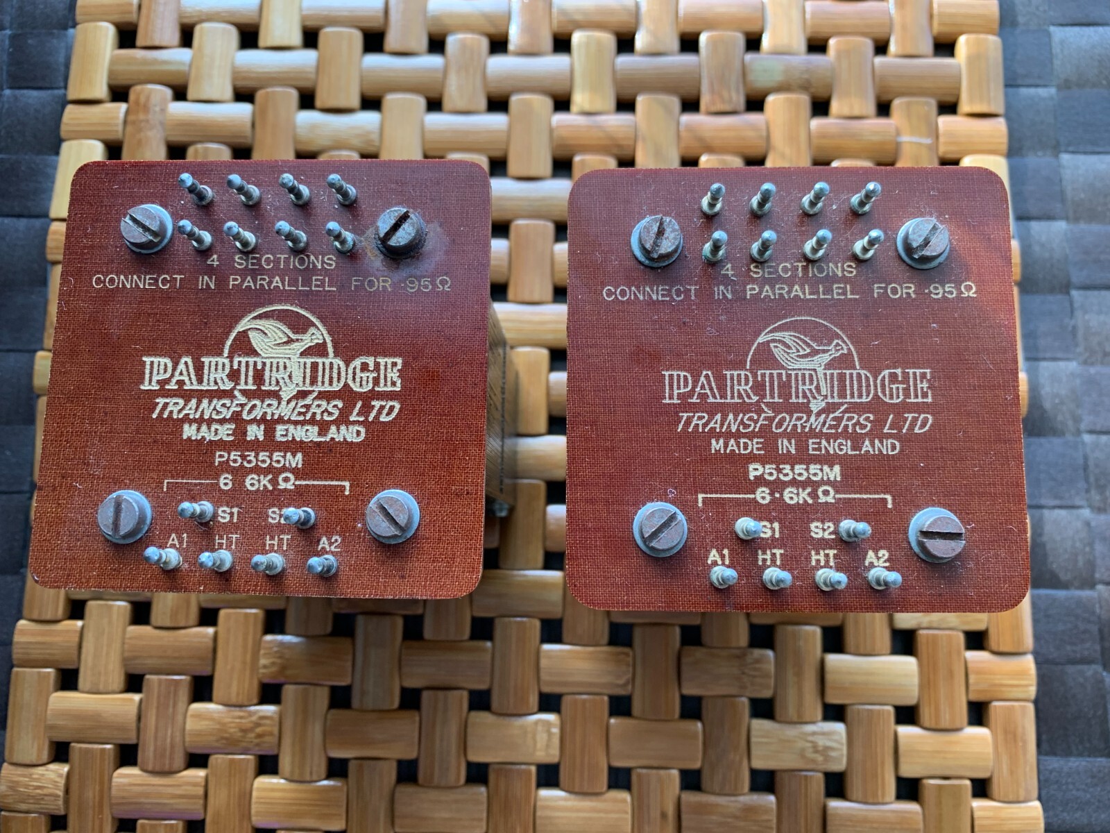 2 Vintage 1950-60s Partridge output transformers P5355M KT66 KT88 ...