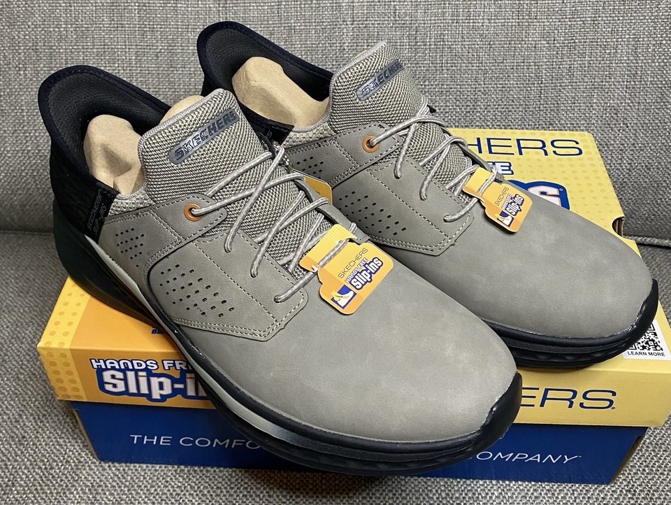 SKECHERS Slip Ins Men's 8.5 Gray Hands Free Casual Shoes Sneaker ...
