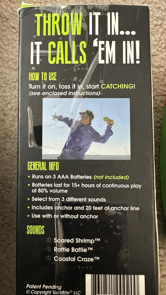 Tactibite Fish Call Floating Throwable Electronic Fish Attractor Shark ...