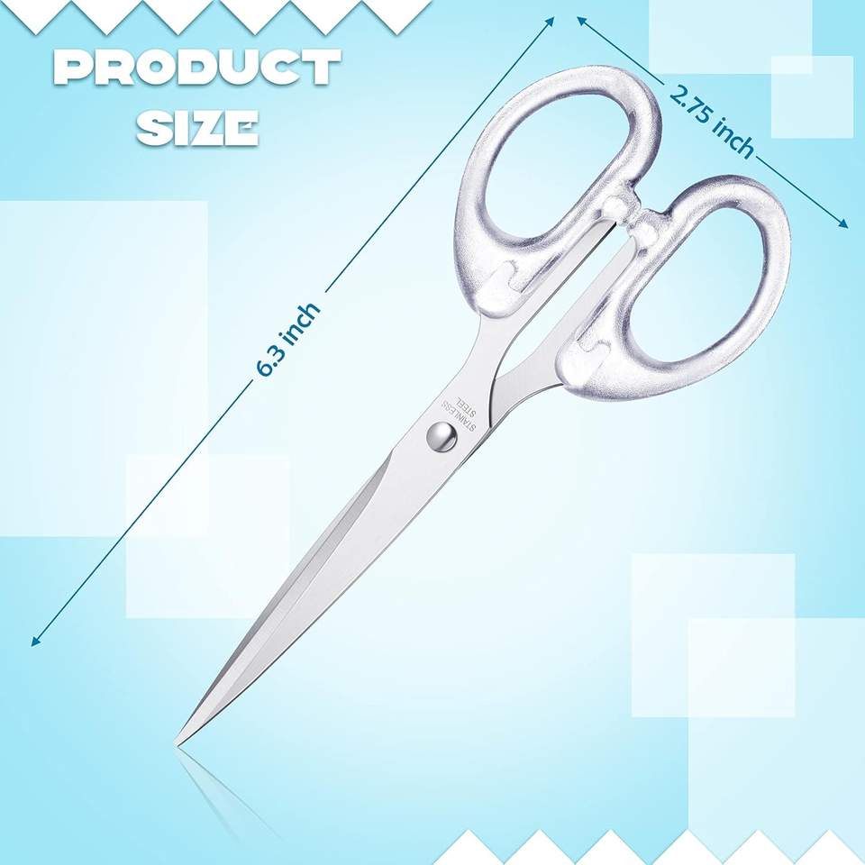 3 Pieces 6.3 Inches Acrylic Scissors Clear Silver Scissors Fabric ...