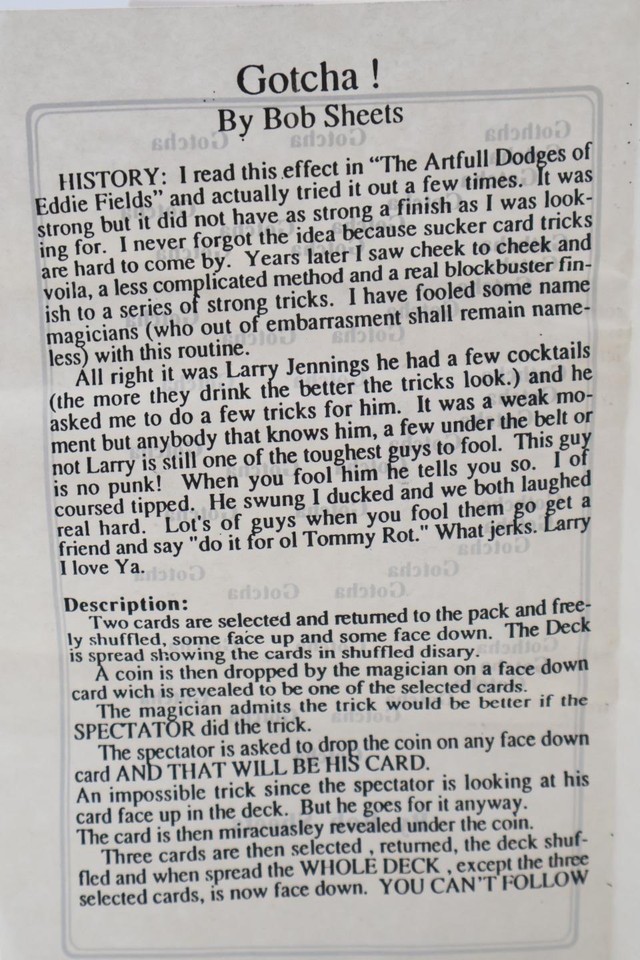 Gotcha by Bob Sheets Card Magic Trick | eBay