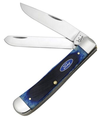 Case XX Ford Trapper Pocket Knife Stainless Steel Blades Blue Sawcut ...