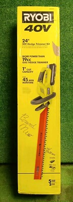 Ryobi 40V 24"in Hedge Trimmer W/ Hedge Sweep, 2Ah Battery & Charger ...