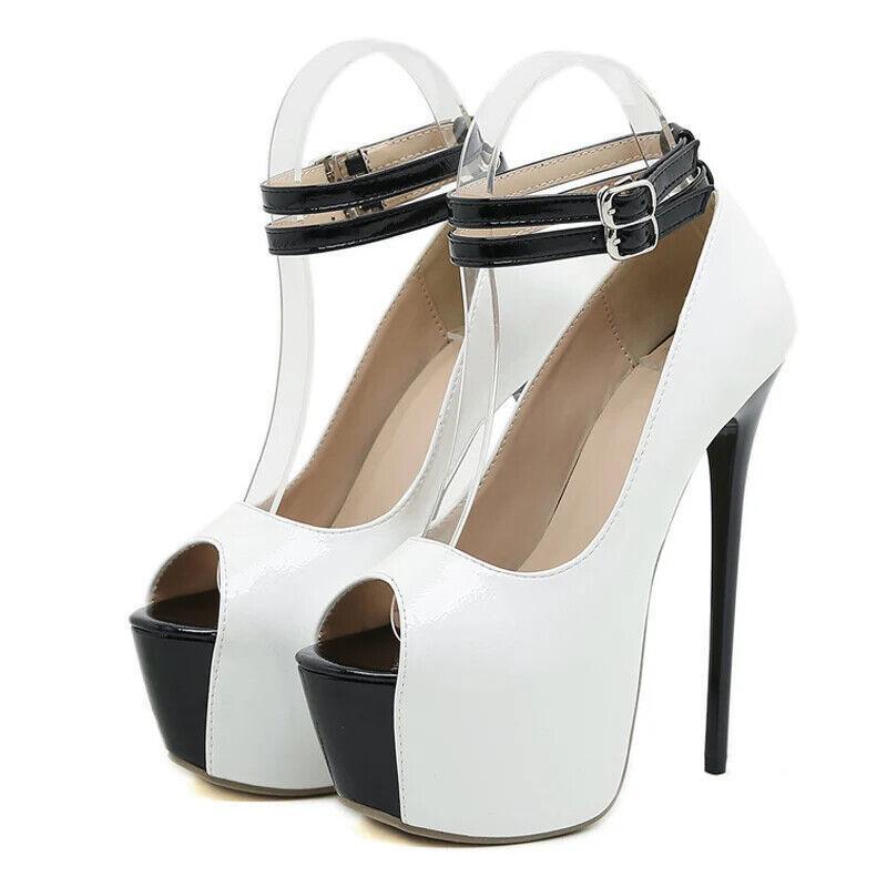 Women's Buckle Strap Platform Sandals Peep Toe High Heels Club Party ...