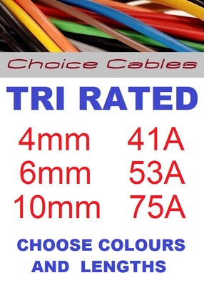 Tri Rated Cable 4.0mm, 6.0mm, 10mm Automotive Cable, 240v Cable, 12/24v ...