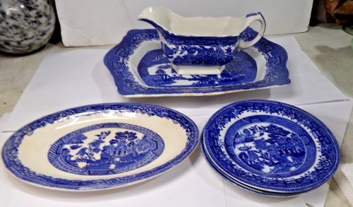 Vintage WILLOW Royal VENTON WARE England 6pcs - Platter, Gravy, Oval ...